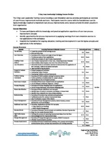 3 Day Lean Leadership Training Course Outline – Lean Simulation ...