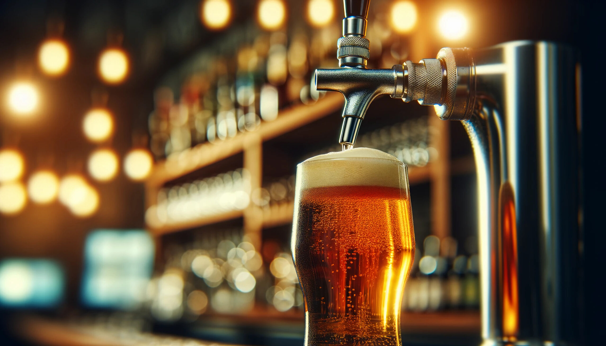 Bartender Pouring Draught Beer from Tap into Glass at Pub Bartender ...
