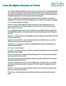 Lean Six Sigma Glossary of Terms | Engineering Possibilities